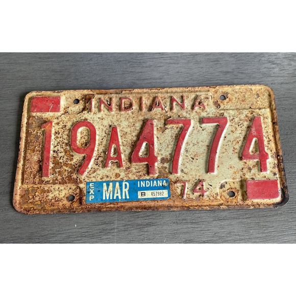 Toys | 1974 Indiana License Plate Vintage License Plate Rusty | Poshmark